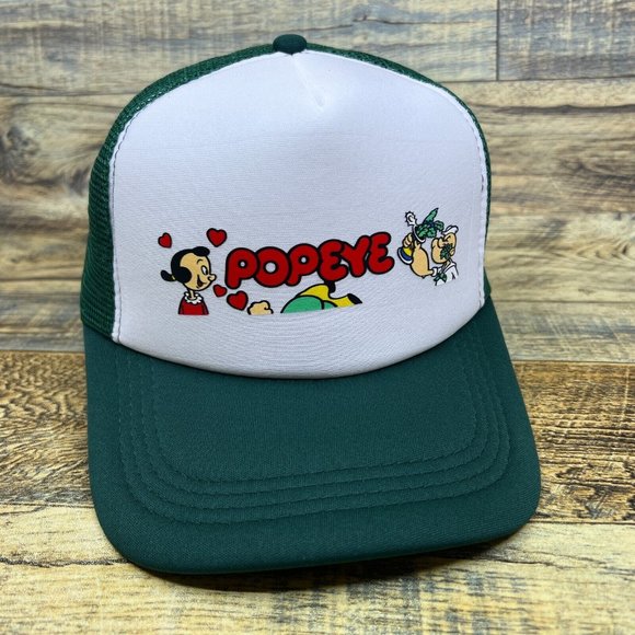 RetroRoots | Accessories | Popeye Mens Trucker Hat Green Snapback One ...